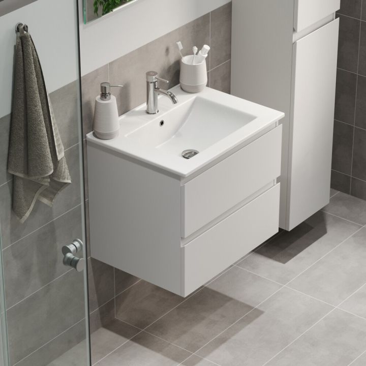 Camden badmøbelsæt Integrated mat hvid 60 cm | BAUHAUS