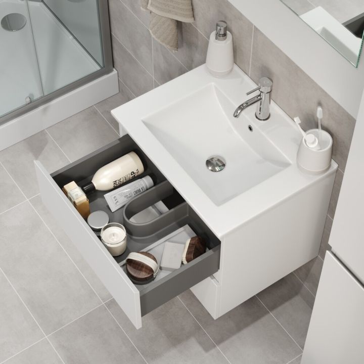 Camden badmøbelsæt Integrated mat hvid 60 cm | BAUHAUS