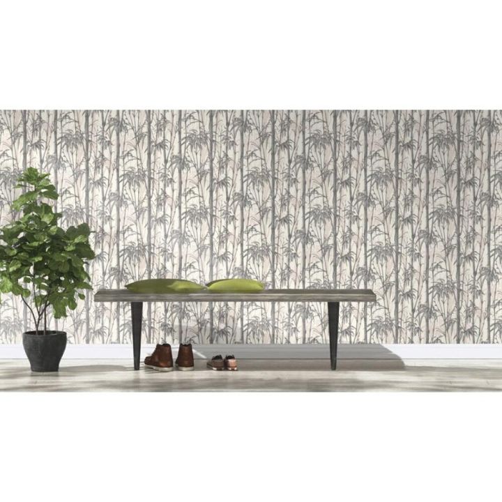 Rasch tapet Studio bambus beige/gråhvid | BAUHAUS