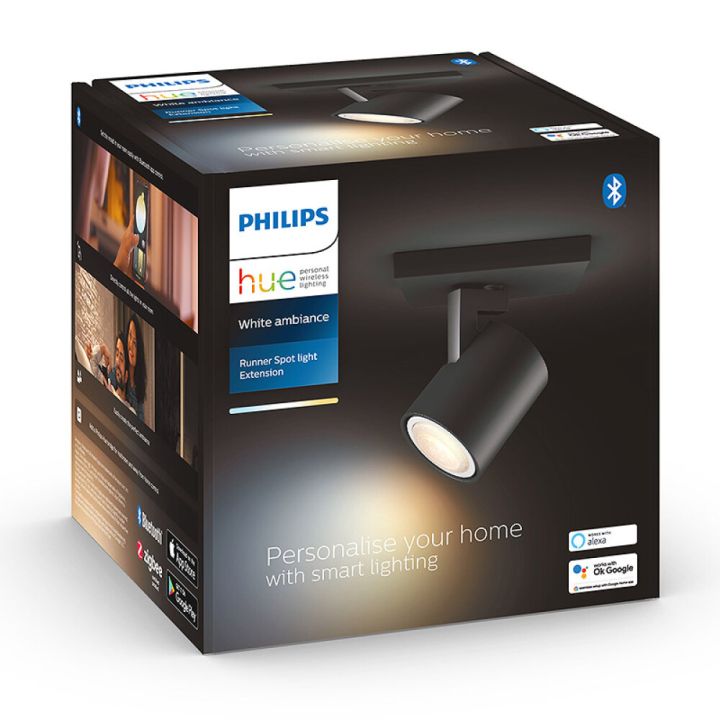Philips Hue spotlampe Runner sort forlænger | BAUHAUS