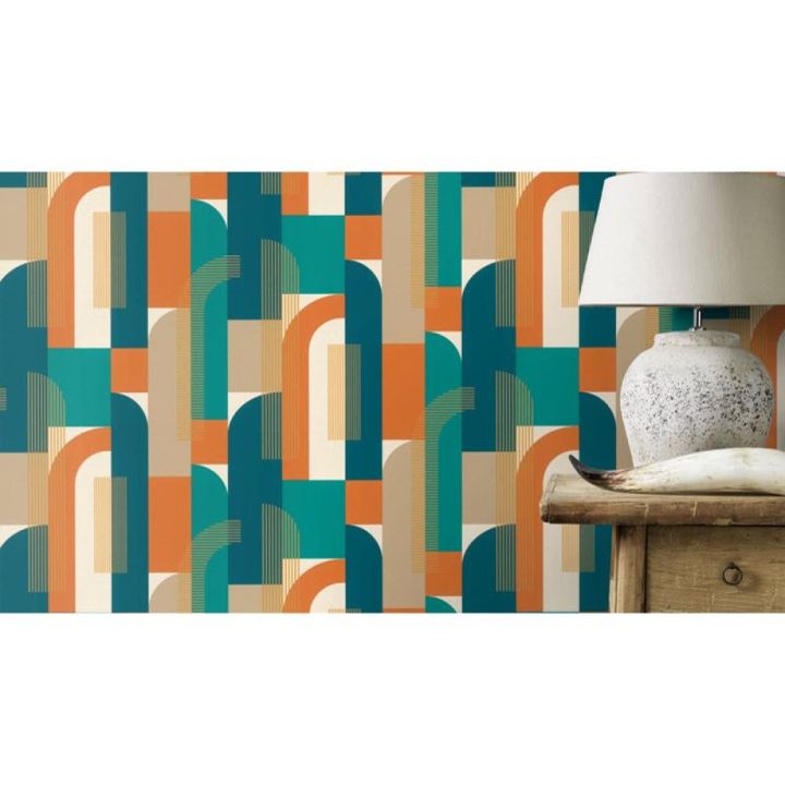 Rasch tapet Studio abstrakt orange/blå/grøn | BAUHAUS