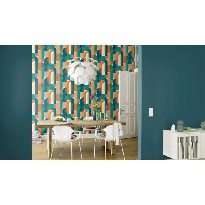 Rasch tapet Studio abstrakt orange/blå/grøn | BAUHAUS