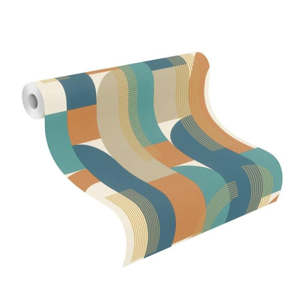 Rasch tapet Studio abstrakt orange/blå/grøn | BAUHAUS