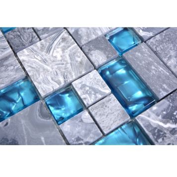 Mosaik Design krystal/sten mix blå/grå 30 x 30 cm | BAUHAUS